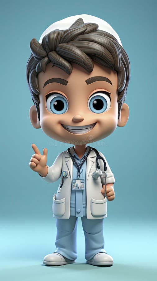 Future Surgeon Charming Animated Medical Character in Scrubs. Stock ...