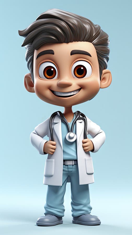 Future Surgeon Charming Animated Medical Character in Scrubs. Stock ...