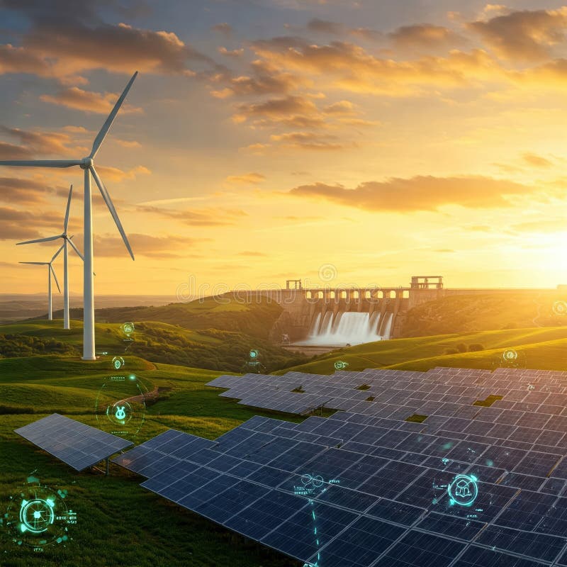 Future of Sustainable Energy Sources Stock Illustration - Illustration ...