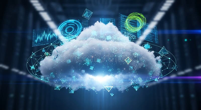Future Tech Cloud Computing Data Storage Futuristic Digital Network Technology Abstract ...
