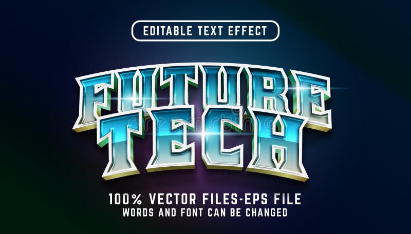 Future Tech 3d Text Effect. Editable Text with Glossy Style Premium ...