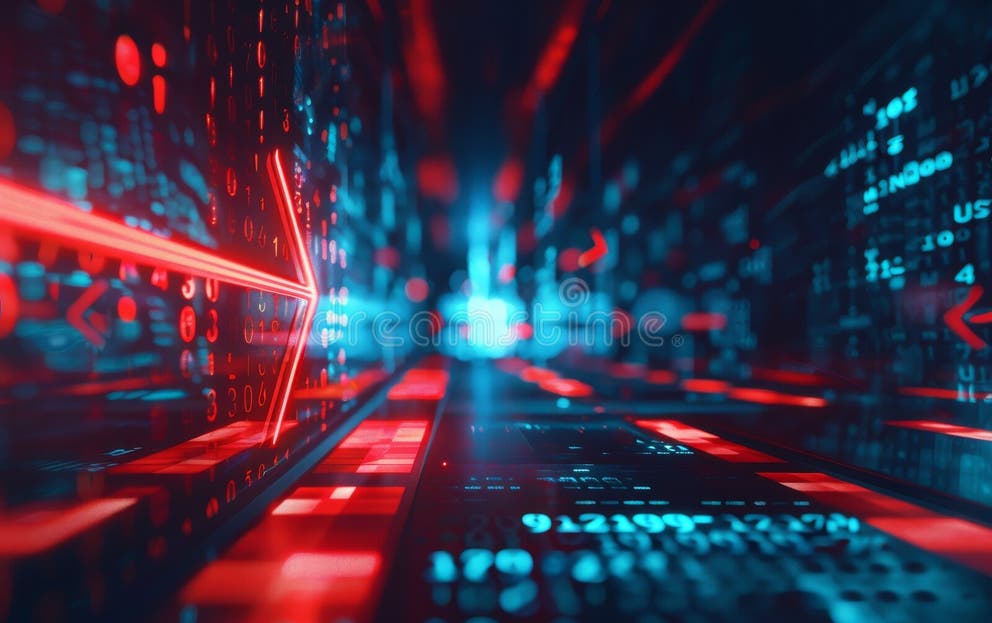 Future Tech Drop Arrow Chart Red Signal Digital Transformation Theme ...