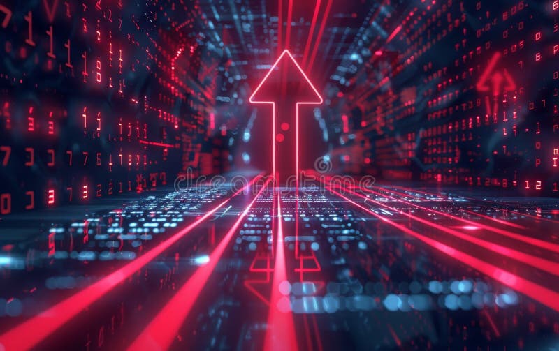 Future Tech Drop Arrow Chart Red Signal Digital Transformation Theme ...