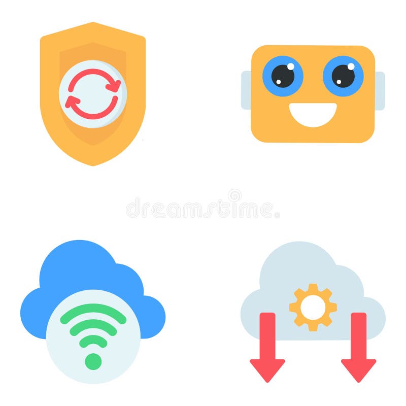 Pack of Future Tech Flat Icons Stock Vector - Illustration of download ...