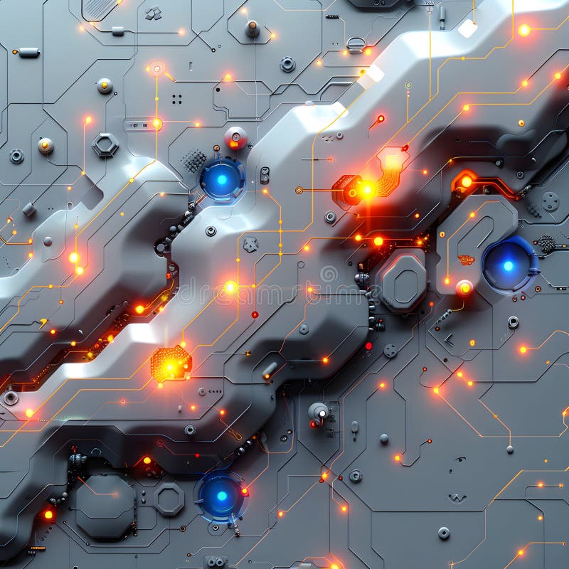 Future Tech Horizon: Neon Blue & Bright White Stock Illustration ...