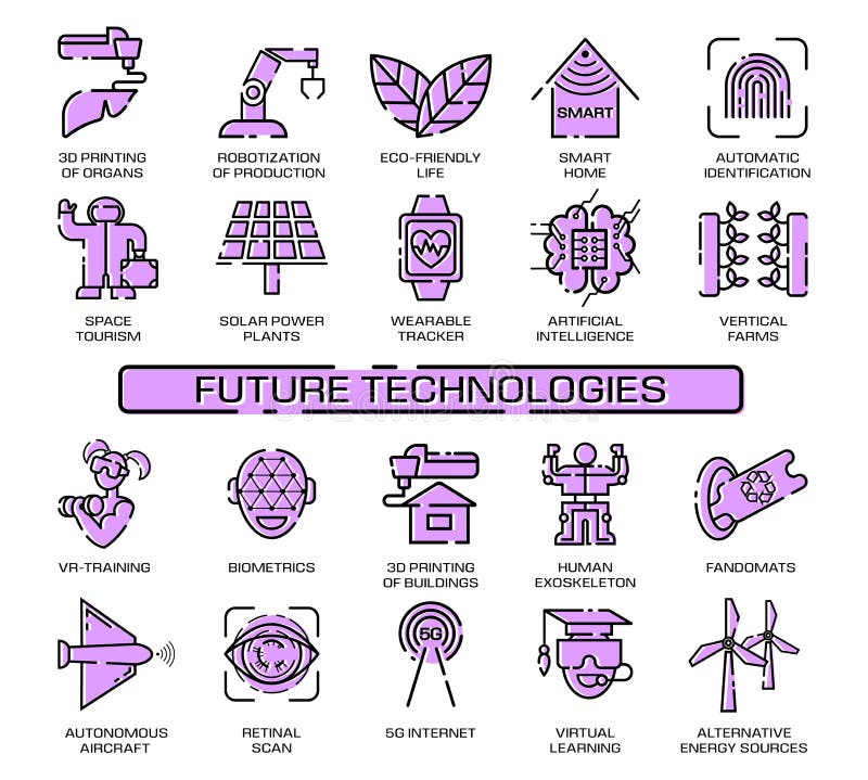 Future Tech Icons. Intelligent Technology Industry. Internet Virtual ...