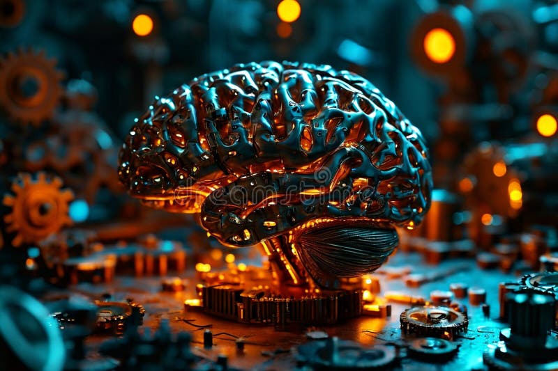 Future Tech: the Marvel of a Mechanical Brain Stock Illustration ...