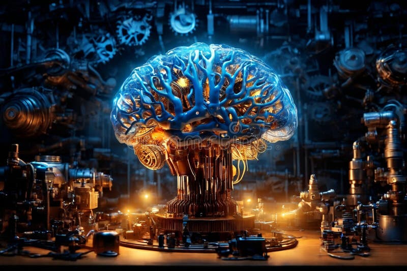 Future Tech: the Marvel of a Mechanical Brain Stock Illustration ...