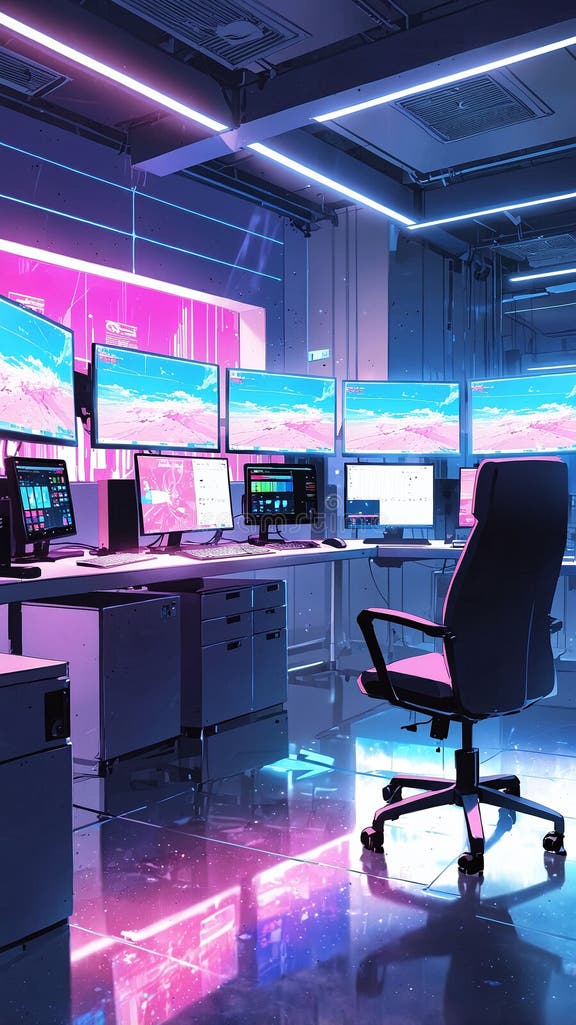 Future Tech Office Scene with Anime Characters Using Advanced AI ...