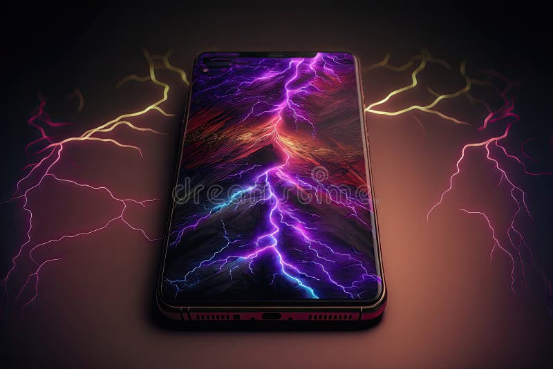Future-Tech Phone : Cyberspace and Colorful Lightning. Generative AI ...