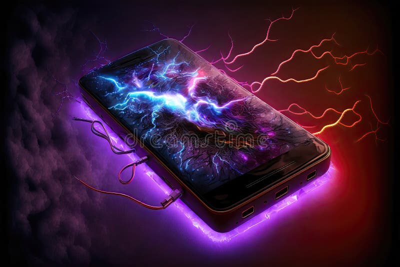 Future-Tech Phone : Cyberspace and Colorful Lightning. Generative AI ...