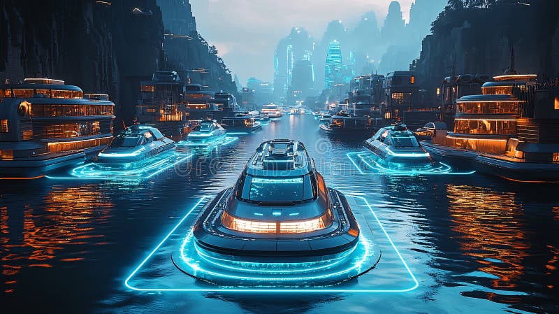 Future Technological Sense of Water Transportation Stock Illustration ...