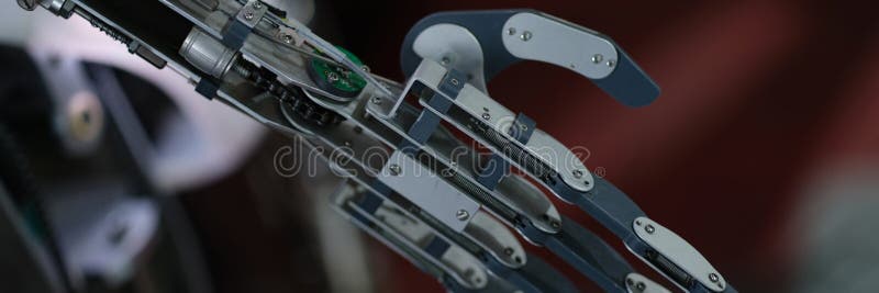 Future Technologies in Black Prosthetic Arm Robot Stock Photo - Image ...