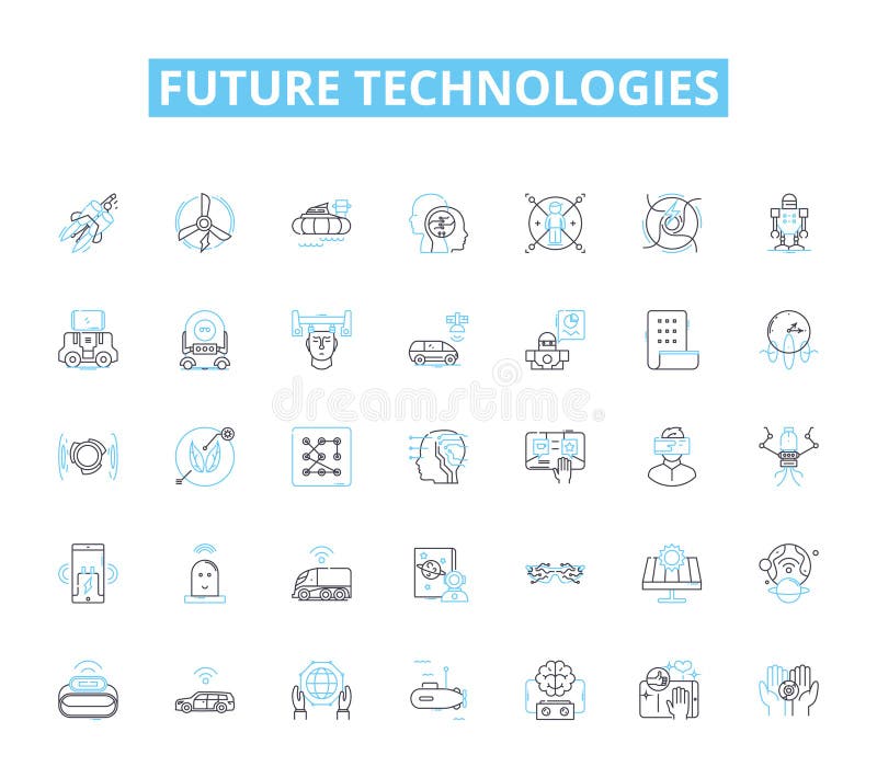 Future Technologies Linear Icons Set. Robotics, Drs, Augmented Reality ...