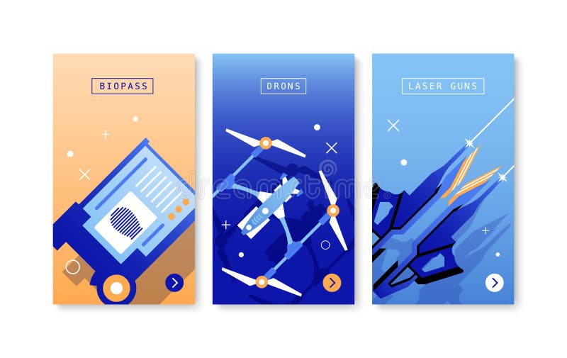 Future Technologies Three Posters Stock Vector - Illustration of ...