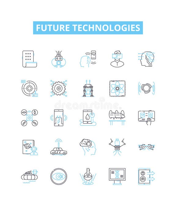 Future Technologies Vector Line Icons Set. AI, Robotics, BigData ...