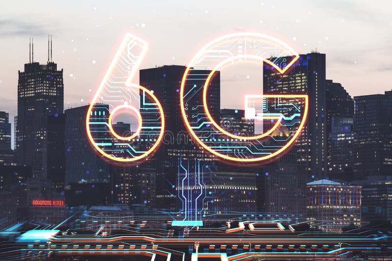 Future Technologies and Wireless Internet Concept with Digital 6G Sign ...