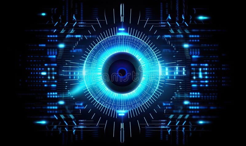 Future Technology, Blue Eye Light Cyber Security Concept. Stock ...