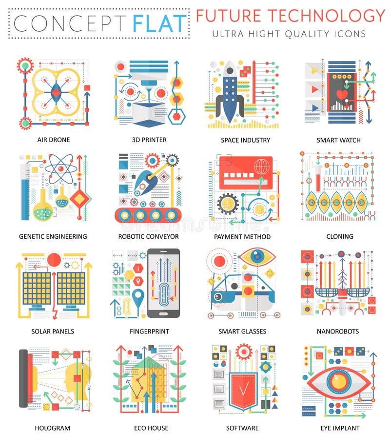 Future Technology Concept Icons Stock Vector - Illustration of global ...
