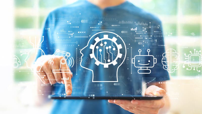 Future Technology Concept with Man Using a Tablet Stock Photo - Image ...