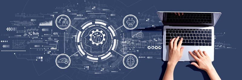 Future Technology Concept with Person Using a Laptop Stock Image ...