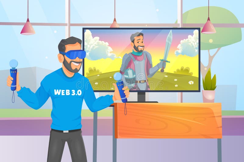 Future Technology Concept. a Young Man with VR Headset with Touching VR ... Future Technology Concept. a Young Man with VR Headset with Touching VR ...