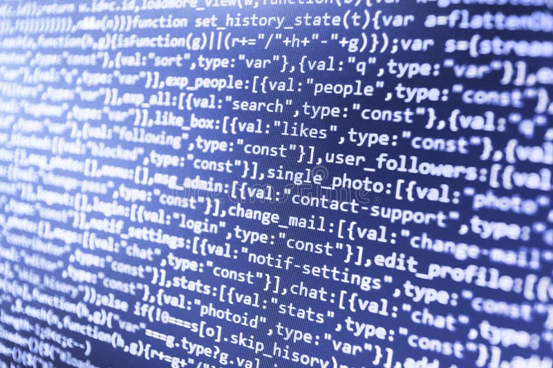 Future Technology Creation Process. it Coding on Monitor Screen Stock ...