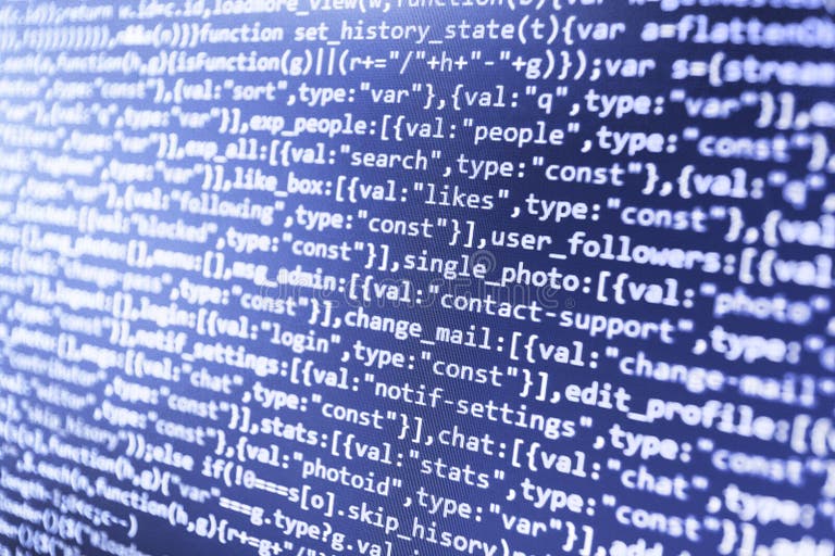 Future Technology Creation Process. it Coding on Monitor Screen Stock ...