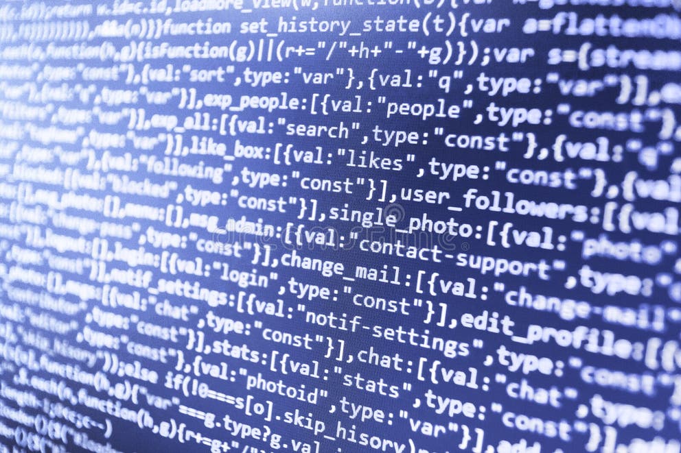 Future Technology Creation Process. it Coding on Monitor Screen Stock ...