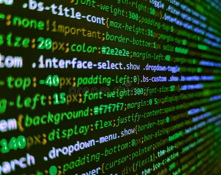 Future Technology Creation Process. Programming Javascript on Laptop ...