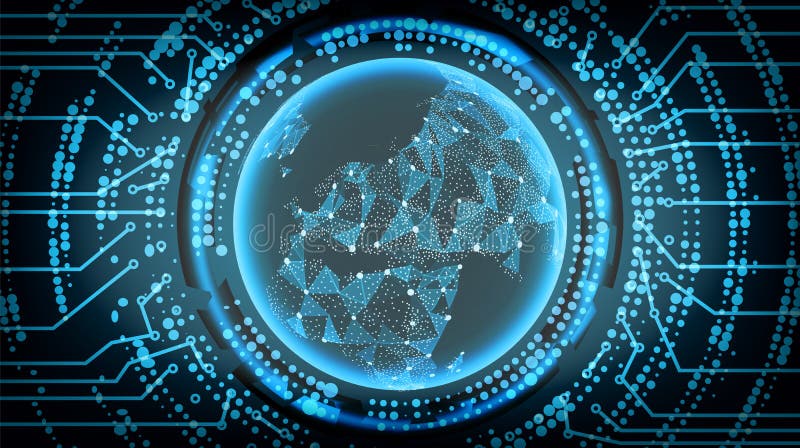 Future Technology Cyber Concept Background. Abstract Security Print. Blue Electronic Network ...