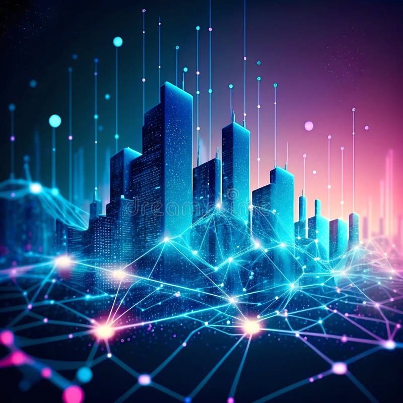 Future Technology Cyber Night City Stock Illustration - Illustration of ...