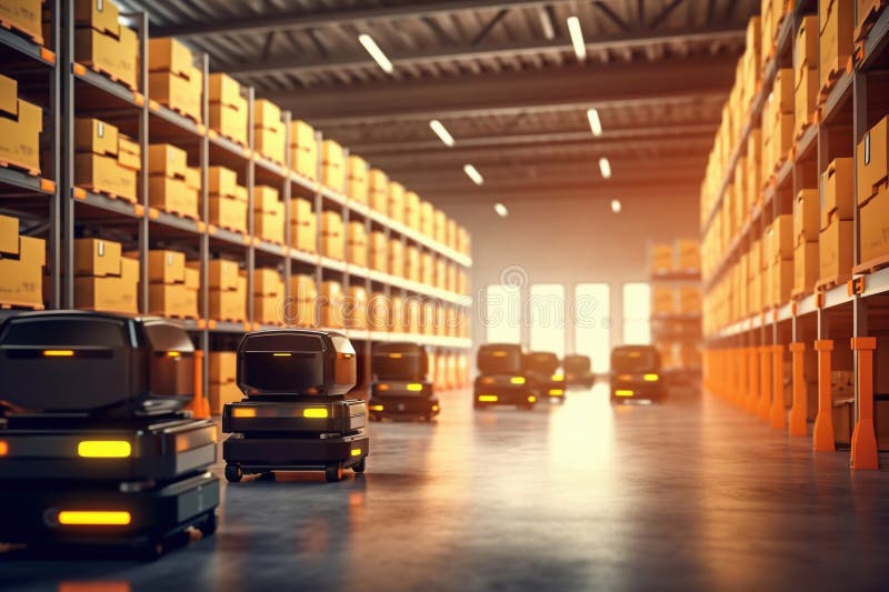 Future Technology 3D Concept: Automated Modern Retail Warehouse AGV ...