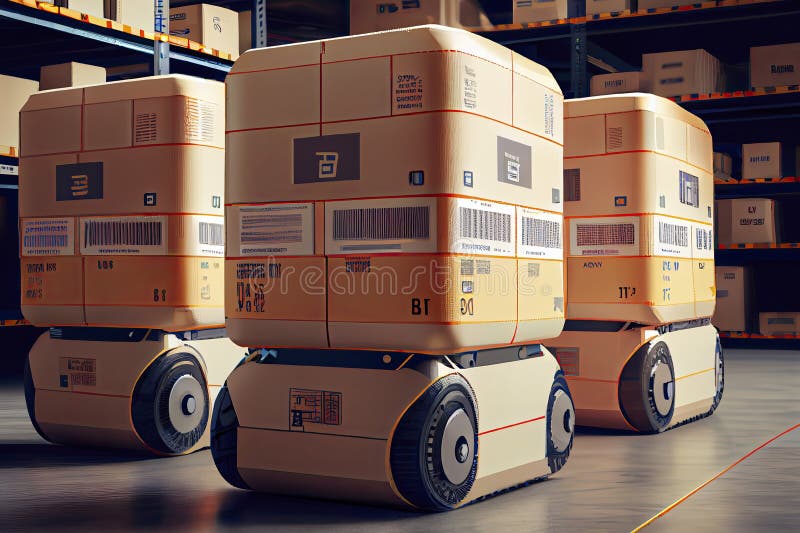 Future Technology 3D Concept: Automated Retail Warehouse Stock ...