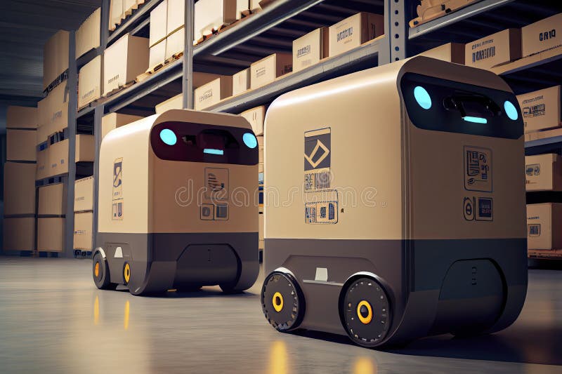 Automated Retail Warehouse with Robots Efficiently Sorting Parcels ...