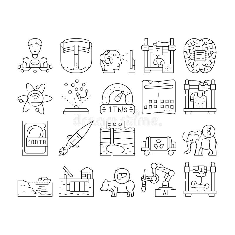 Future Technology Digital Data Icons Set Vector Stock Vector ...
