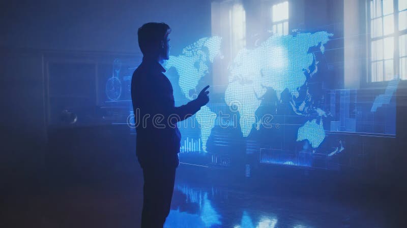 Future Technology Displays a Digital Map on a Screen with an Individual ...