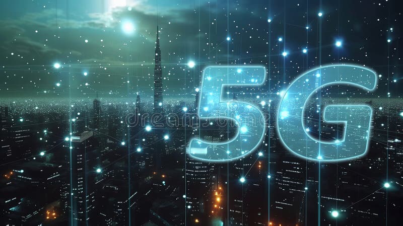 Future Technology 5G Network. Telecommunication Network Above City ...