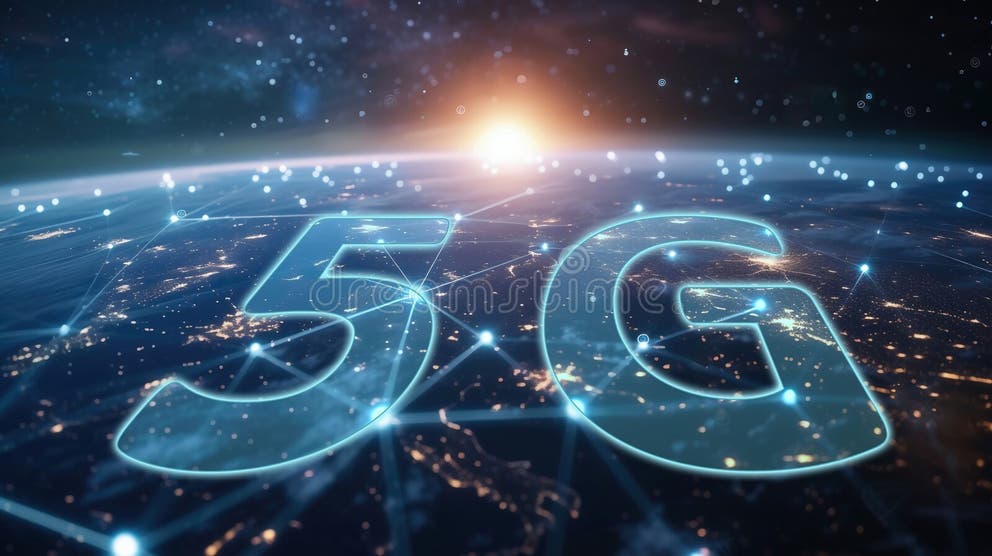 Future Technology 5G Network. Telecommunication Network Above City ...