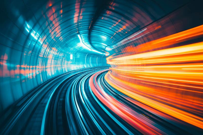 The Future Technology of High-speed Transport. Futuristic Bullet Train or Hyperloop Ultrasonic ...