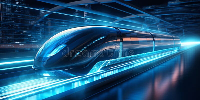 The Future Technology of High-speed Transport. Futuristic Bullet Train ...
