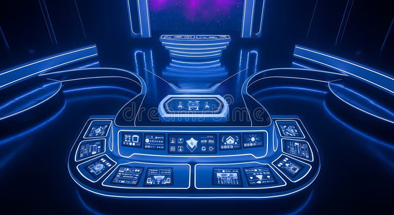 Futuristic Control Room Interface Stock Illustration - Illustration of ...