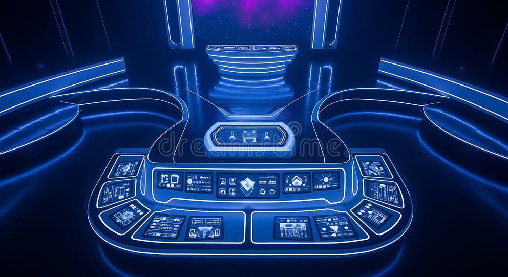Futuristic Control Room Interface Stock Illustration - Illustration of ...