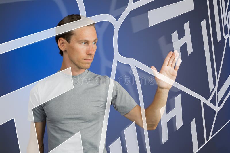 Future Technology, Navigation, Location Concept. Man Showing ...