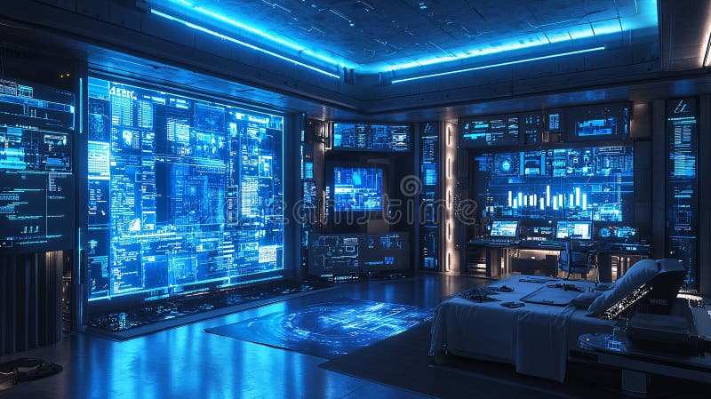 Future Technology Sense Room Stock Illustration - Illustration of cloud ...