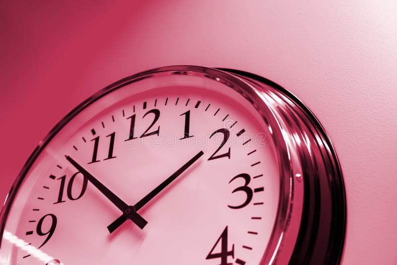Part of Wall Clock Face on Pink Background. Time Management or Opening ...