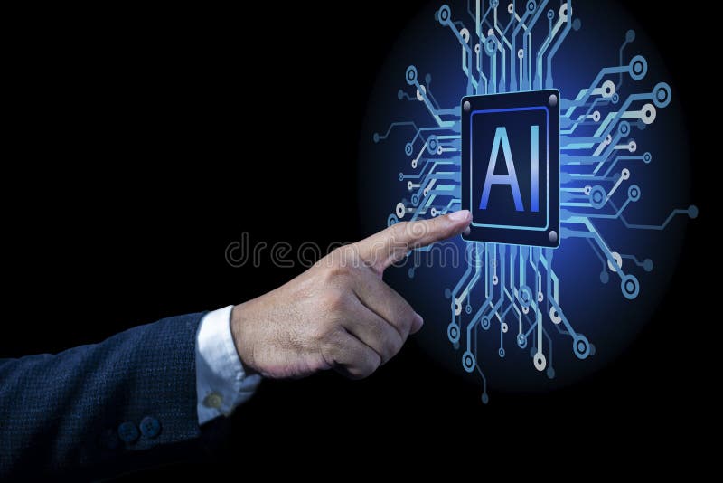 Businessman Hand Touching on Screen Interface AI (Artificial ...