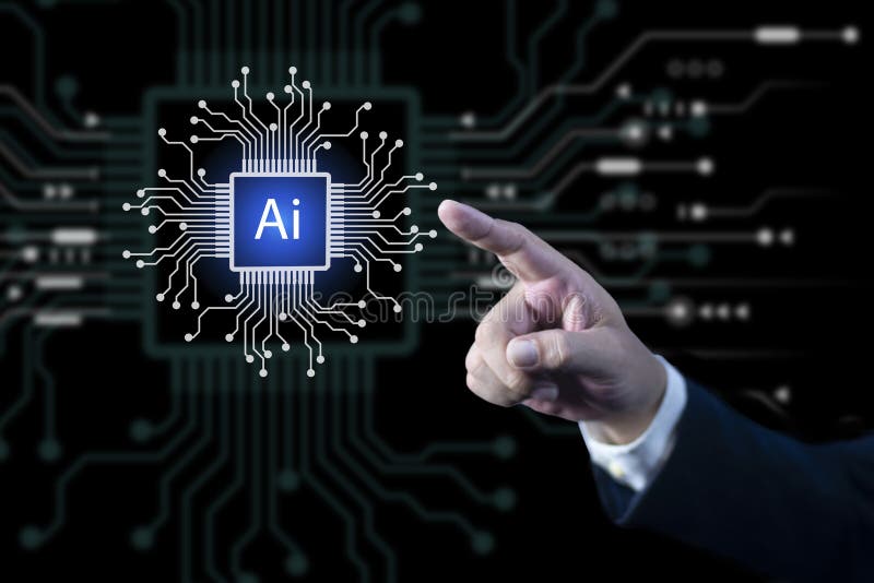 Ai Tech, Businessman Finger Pointing AI Computing with Neural Engine ...