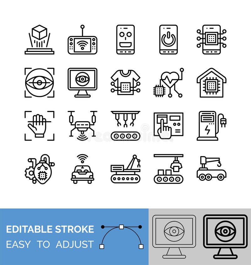 Future Technology Vector Icon Set 2, Line Style Stock Vector ...