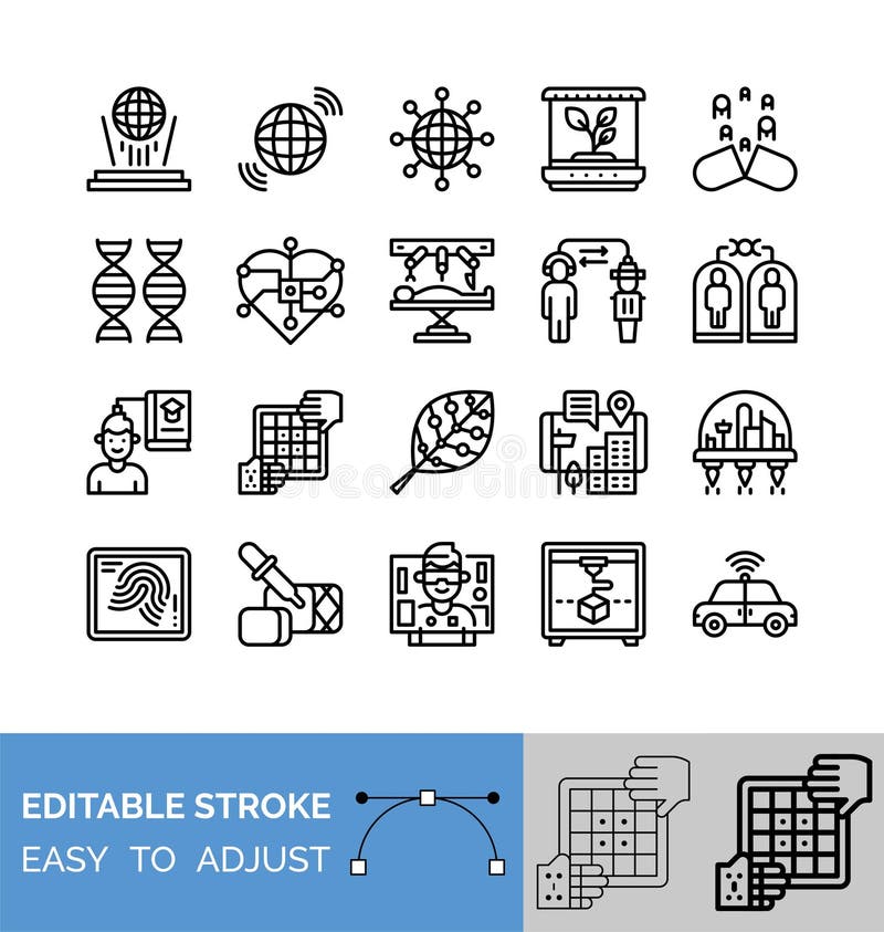 Future Technology Vector Icon Set, Line Style Stock Vector ...